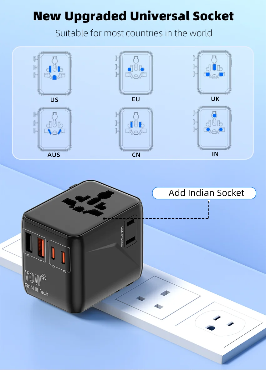 Worldplug PD 70W Travel Adapter - Fast, Safe, and Versatile