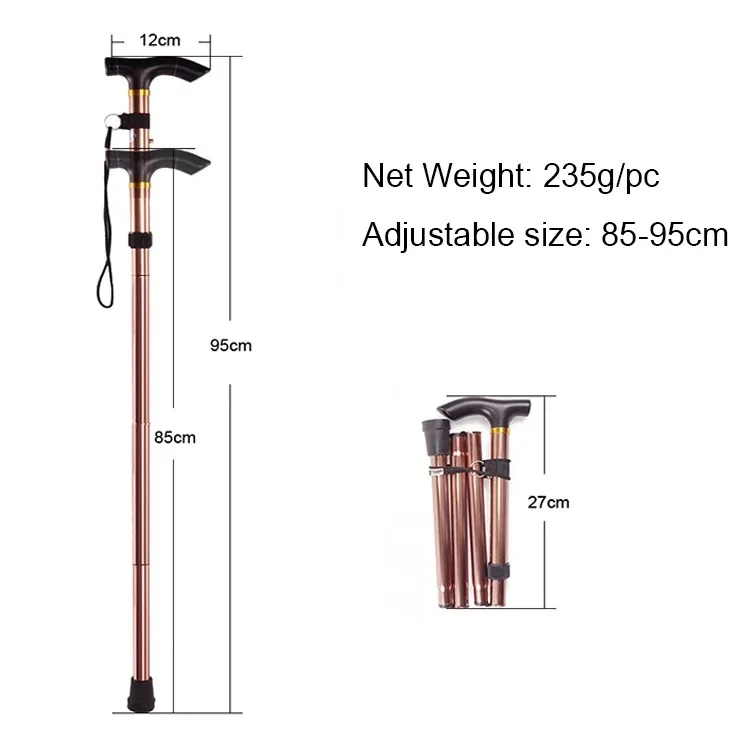 Aluminum Walking Cane Brown Folding Trekking Poles Hiking Sticks Trekking Pole For Promotion And ...