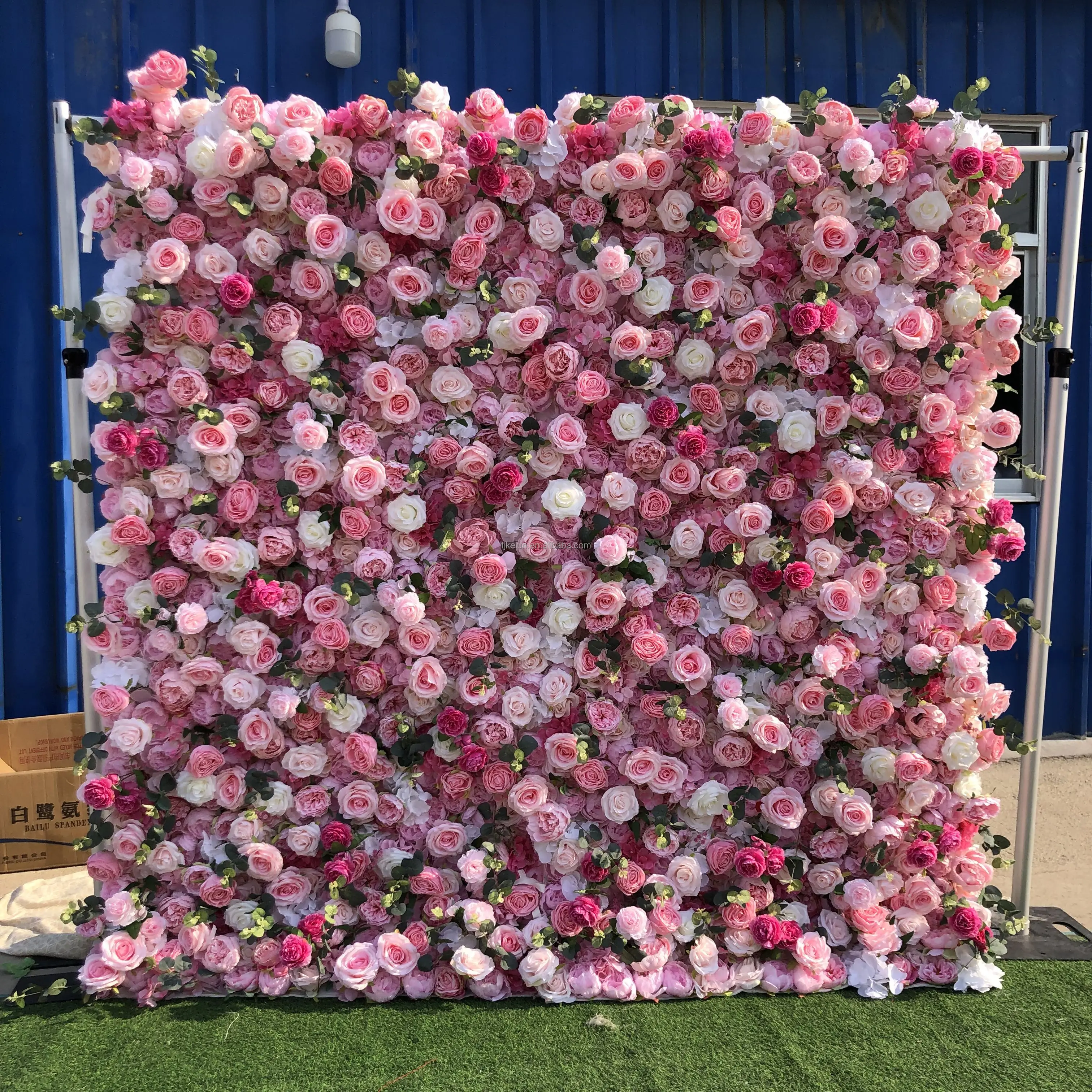 Gj-wa8018 Wholesale Silk Flower Wall Panel Roll Up Flower Wall Backdrop ...