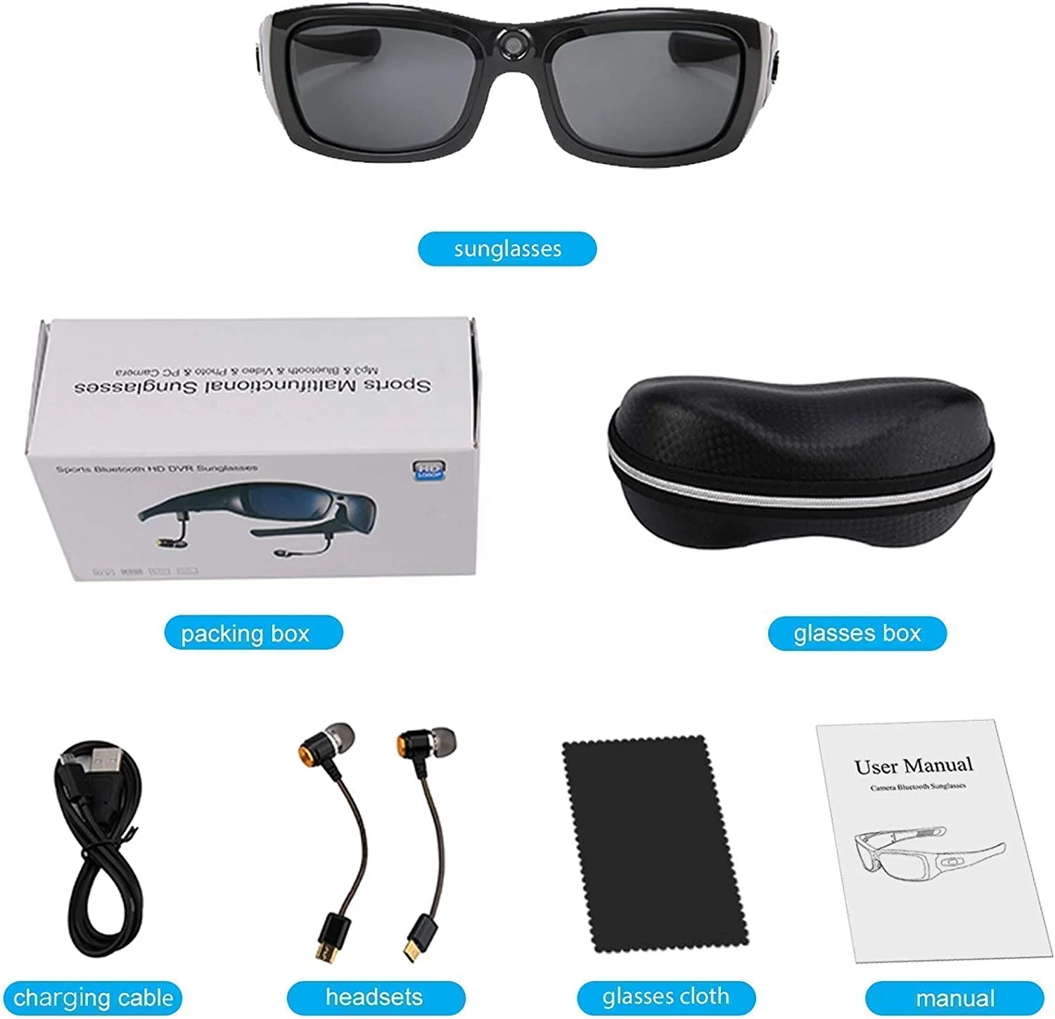 Outdoor 1080p Hd Camera Sports Sunglasses Men Women Video Recorder ...