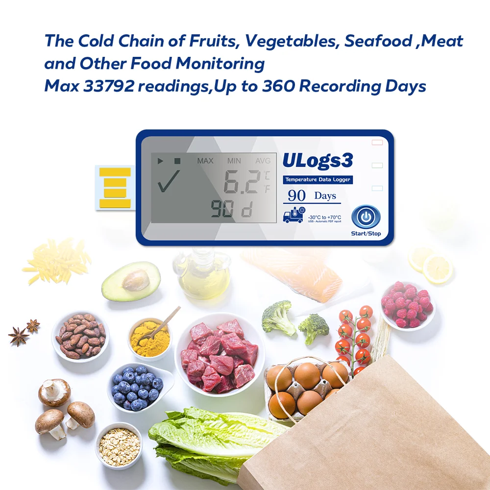 Single Use Usb Temperature Data Logger With Lcd Display For Container Temperature Monitoring ...