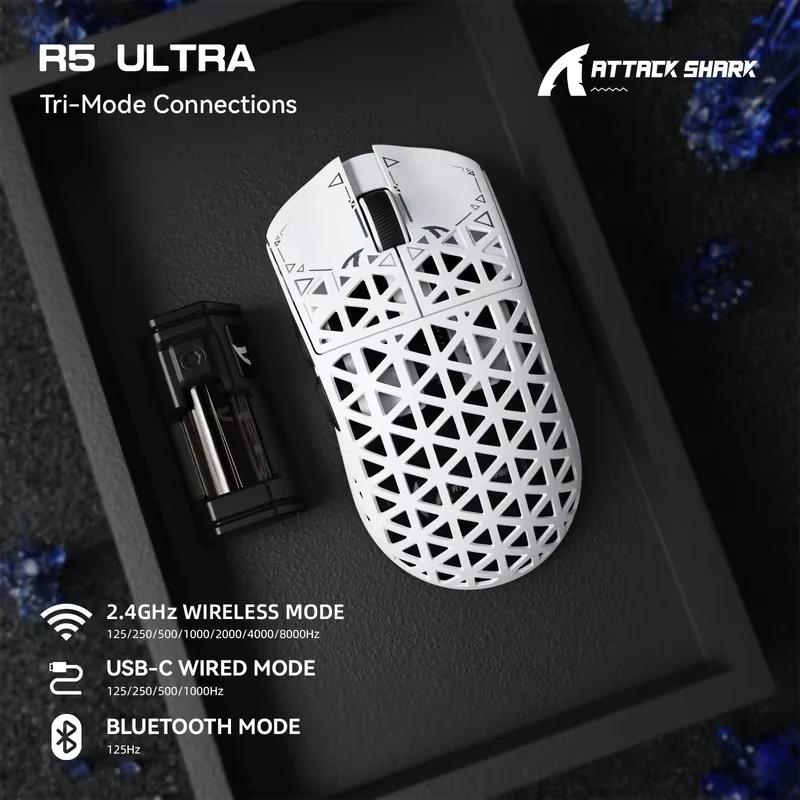 Attack Shark R5 Ultra Carbon Fiber Wireless 8k PAW3950MAX Gaming Mouse