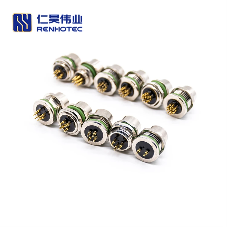 M12 Connector 5pin Male 5-pole A Coded Back Mount Straight Circular ...