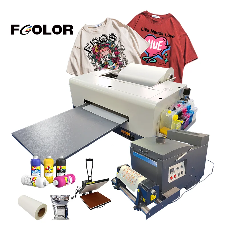 Fcolorl Premium A3 Roll Feeder DTF Printer L1800 DTF Transfer Printer Bundle with Oven and ...