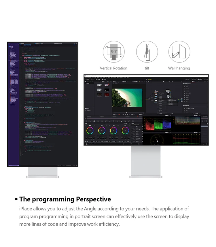 Monitor Pc27 "4k Monitoring Hd Ips Bezel-less Vertical Screen Design ...