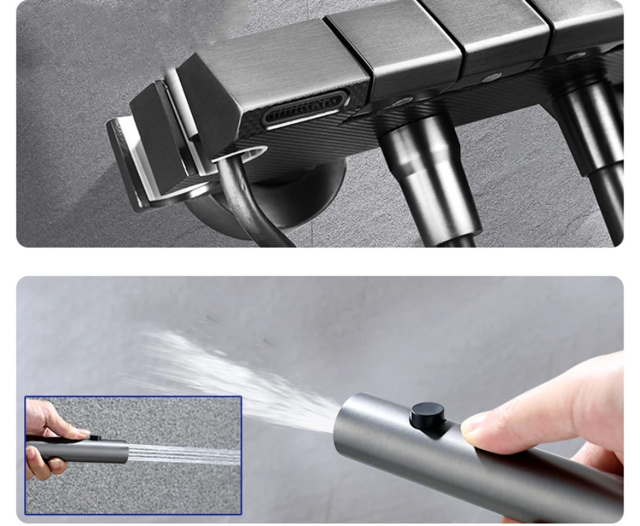 Luxury Piano Key Rainfall Shower Head with Handheld Spray, Adjustable ...