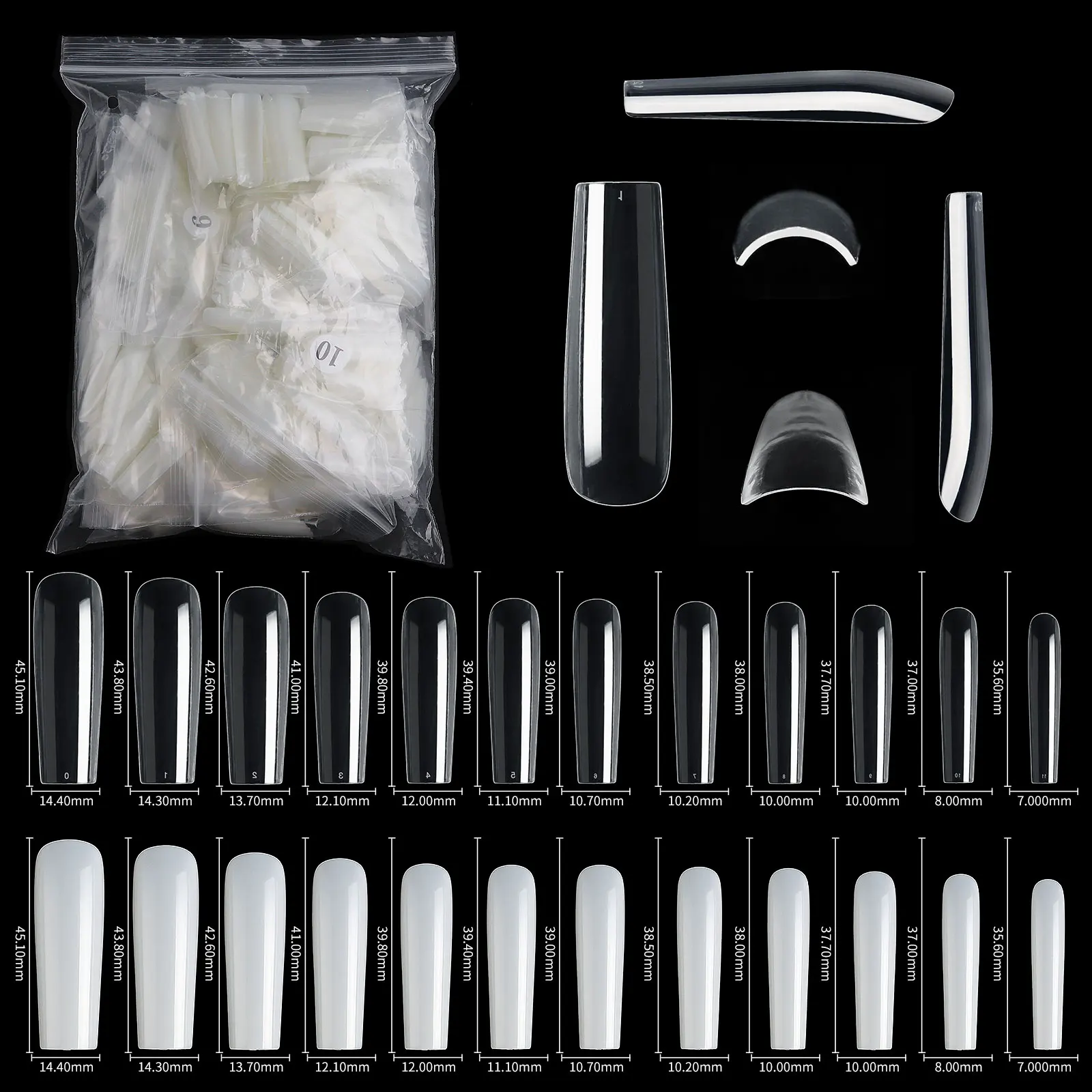 Misscheering 500pcs/bag Nail Tips Square Head Long Section 2022 ...
