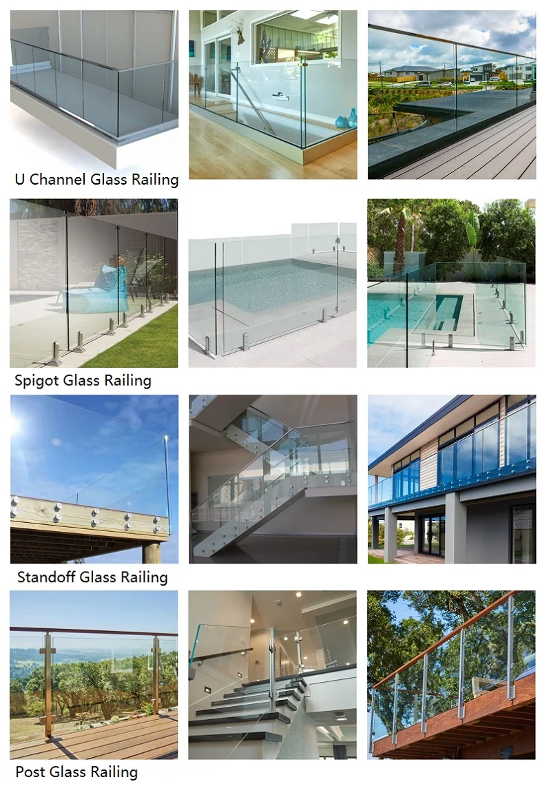 Australian Standards Aluminum U Channel Glass Railing