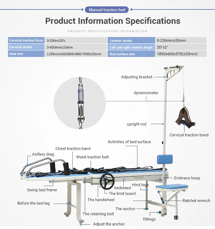 Manual Lumbar Traction Hospital Bed Medical Traction Frame Cervical and ...