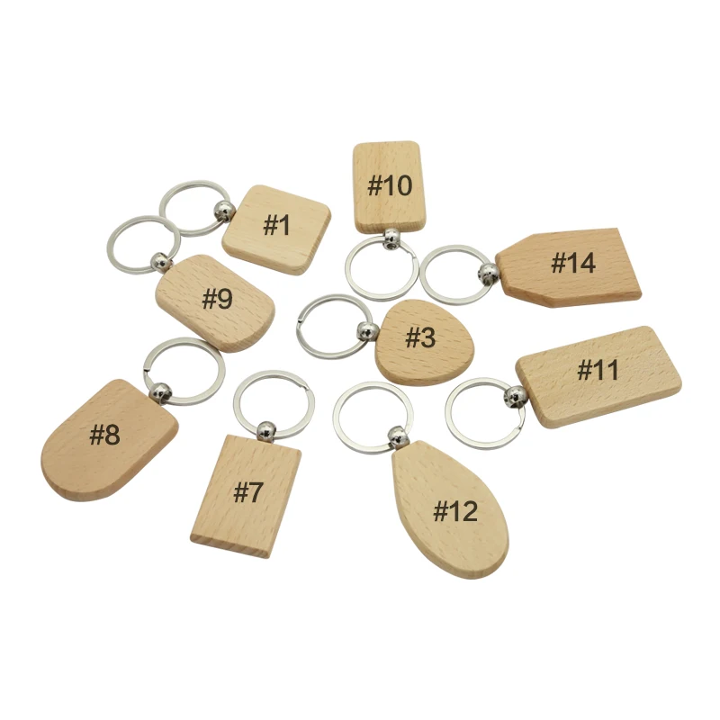 Wholesale Custom Laser Engraving Logo Blank Round Key Tag Natural Wood ...
