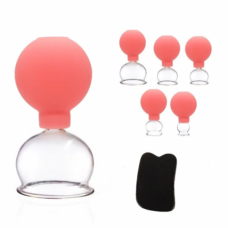 Hot Selling Pink Facial Cupping Set Glass With Silicone Bulb Cupping ...
