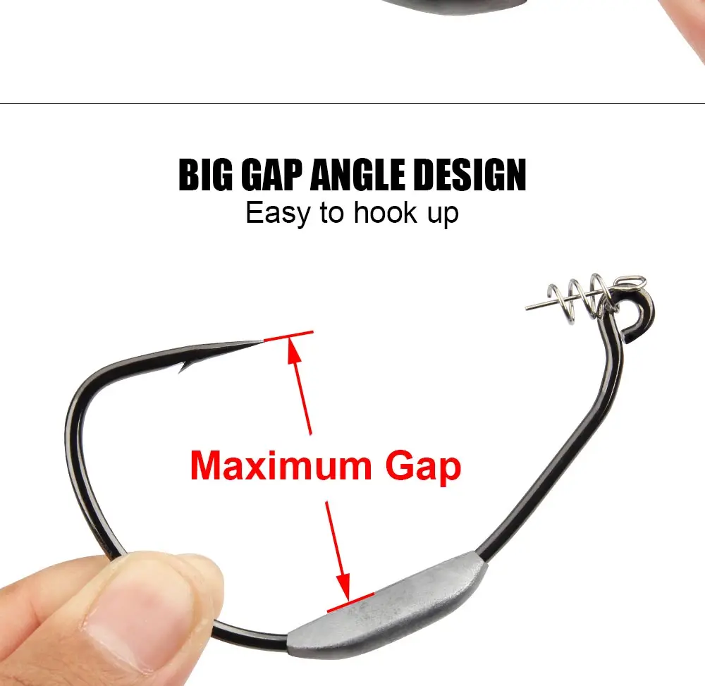 Spinpoler Carbon Steel Fishing Hooks With Spring Lock Weighted Swimbait ...