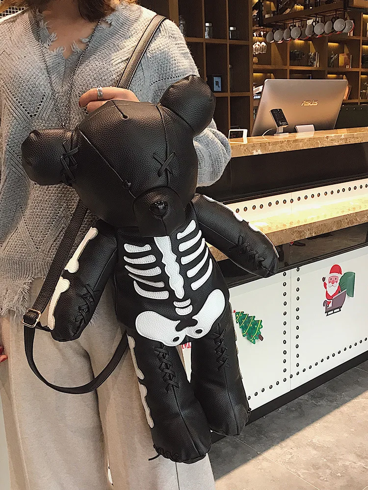 62cm Big Size Gothic Punk Rock Cool Skeleton Teddy Bear Backpack Goth ...