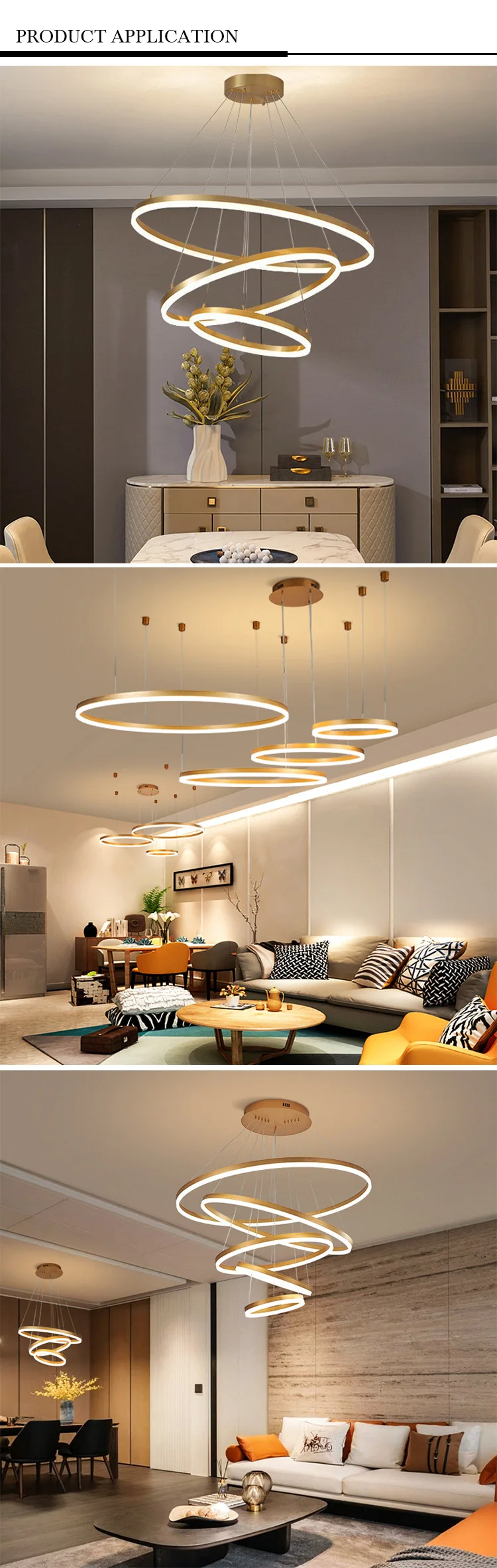 Contemporary Hanging Ceiling Globe Ring Luxury Acrylic Nordic Round ...