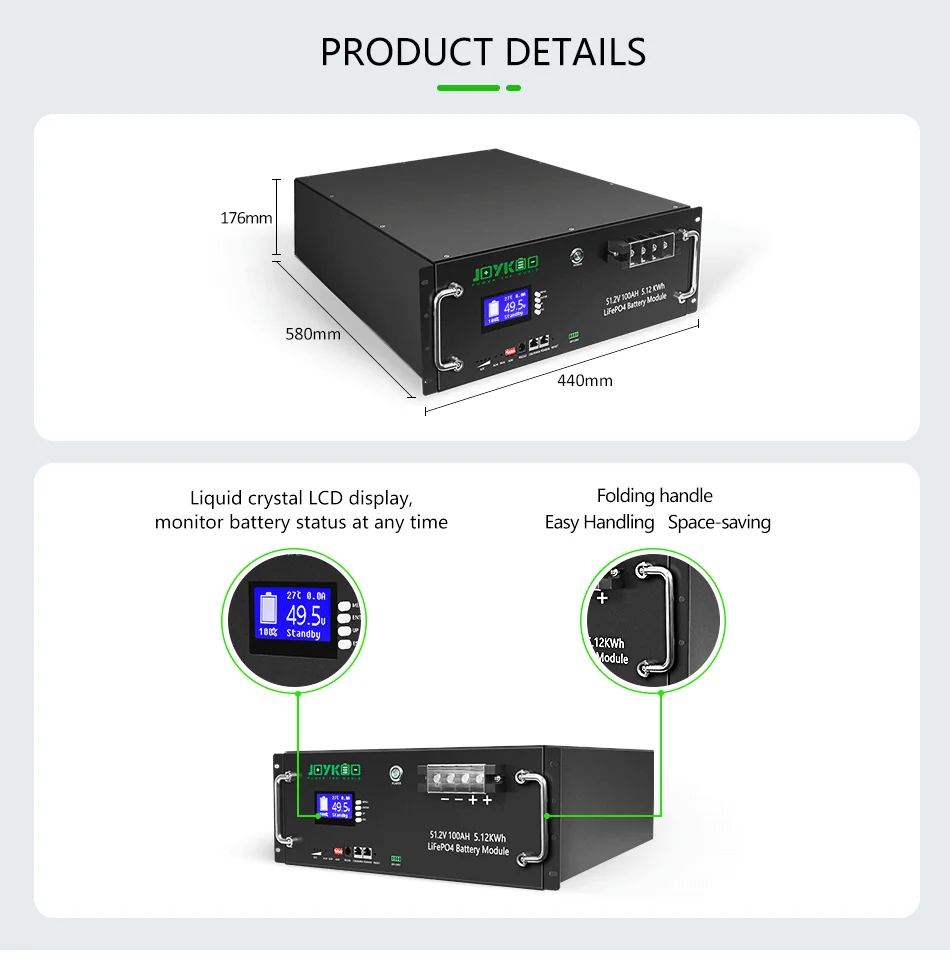 48v 51.2v 100ah Lifepo4 Rack-mounted 16s Battery Pack 5kwh Lithium ...