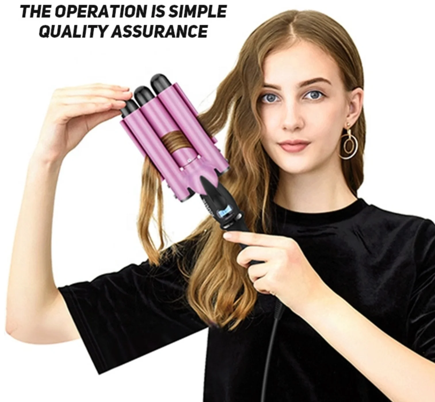 Custom Professional Triple Barrel Hair Curler 3 Barrel Iron Ceramicr ...