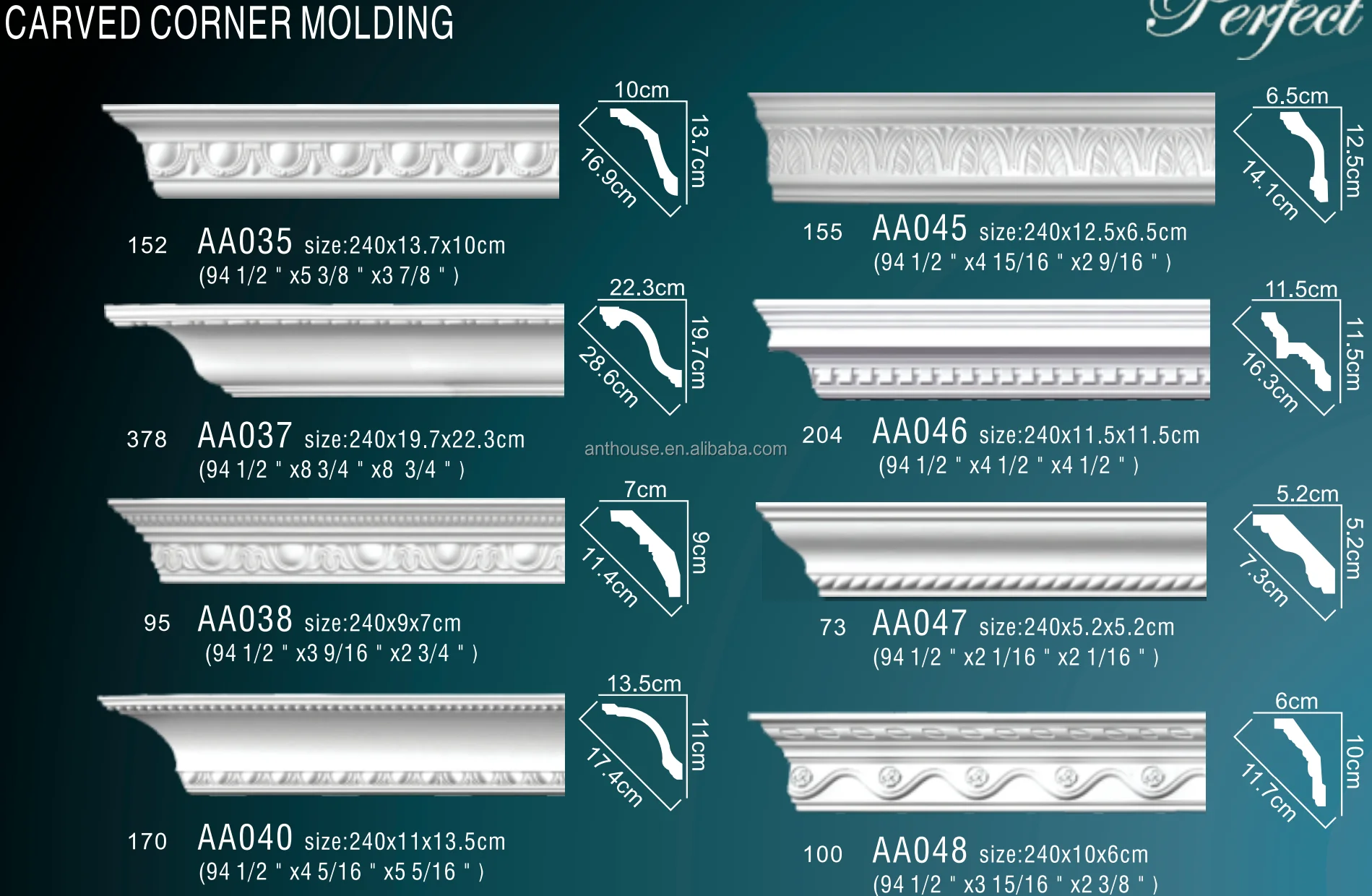 Interior PU Foam Cornice Fireproof Moulding With Pop Design Artificial ...