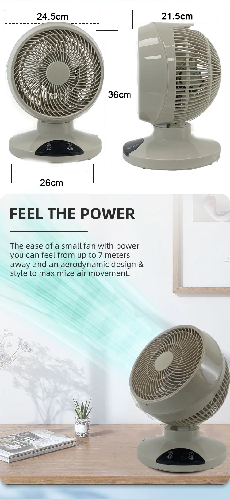 10" Ball Shape Mini Ac Oscillating Turbo Ventilator Fan Multifunction ...