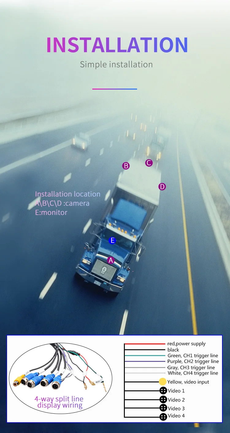 4chs 1080p Truck Cctv Camera Recording System Kit Truck Vehicle Black ...