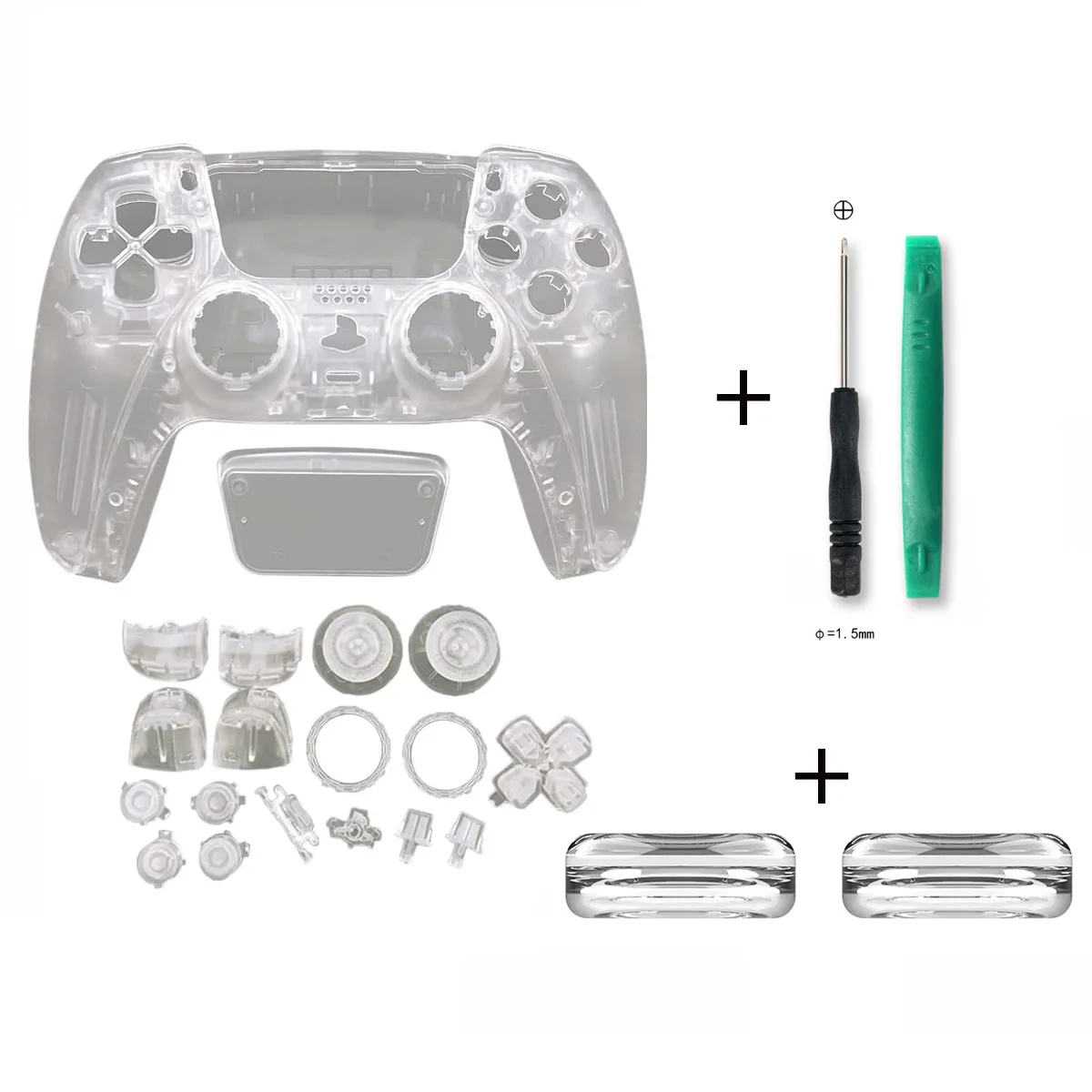 PS5 Controller Shell - Transparent Replacement DIY Case