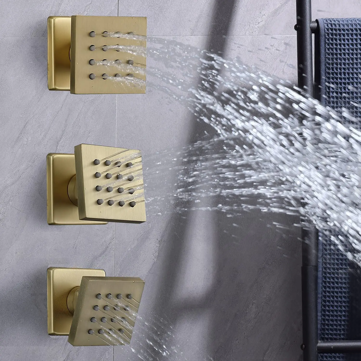 Luxury Brushed Gold Shower System 16 Inch Rain Shower Head with Body ...