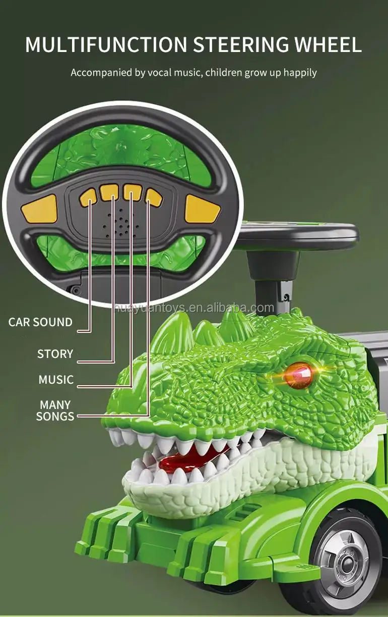 2 in 1 Free Wheel Dinosaur Kids Ride on Car Toys - Fun & Learning