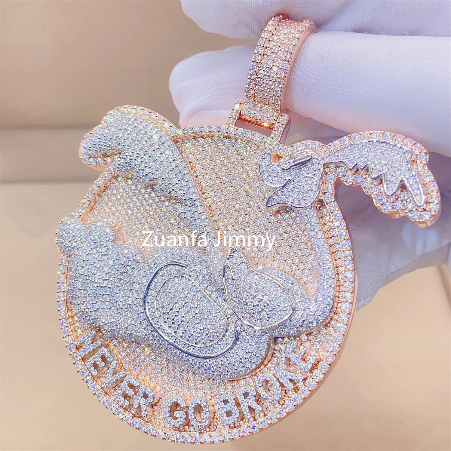 Customized Iced Out Jewelry Moissanite Diamonds Two Layered Hip Hop ...