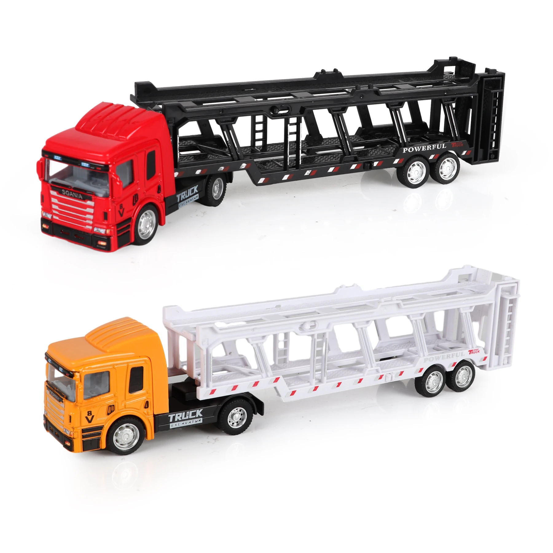 Simulation Model Car Transporter Trailer Diecast Alloy Double Desk Car ...