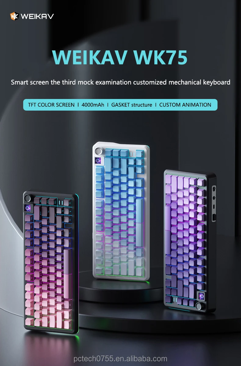 WEIKAV WK75 Gaming Keyboard - Wireless, RGB, and Customizable