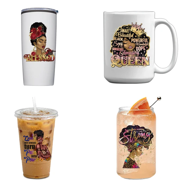 Factory Custom Multiple Sizes Uv Dtf Cup Wrap Vinyl Transfer Sticker ...