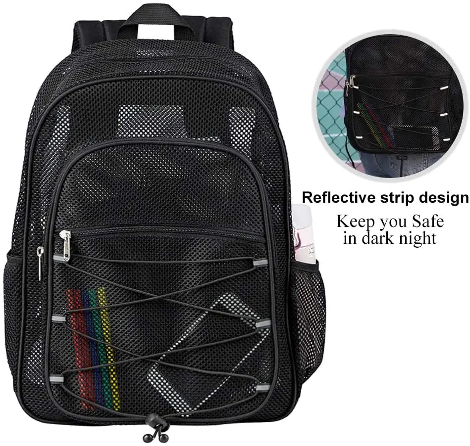 Logo Custom Heavy Duty Student School Net Bag Sport Basketball Black ...