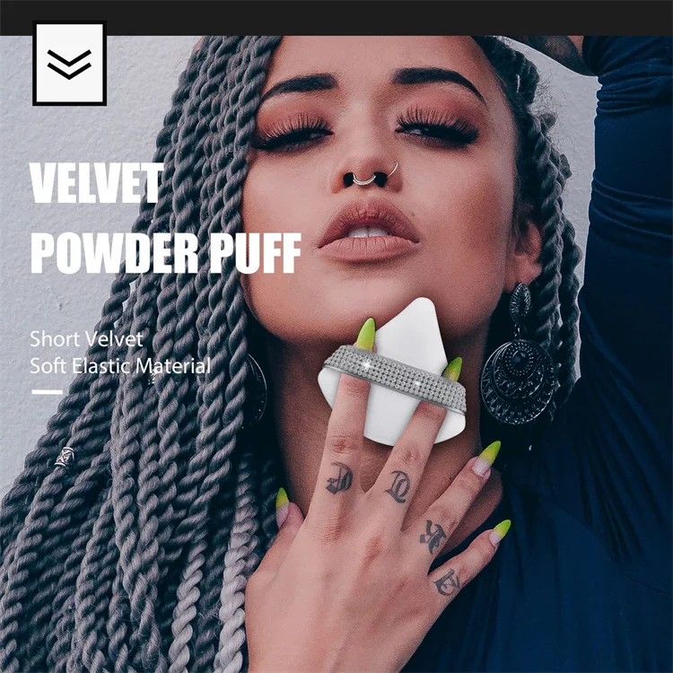 Rhinestones Triangle Cushion Powder Puff Diamond Loose Sponge Washable ...