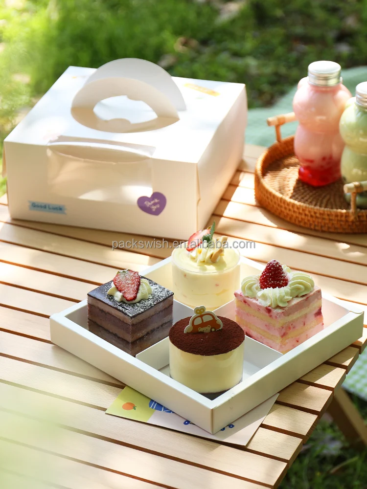 Mini Slice Cake Pastry Takeaway Treat Box Golden Tray Hotel Afternoon ...