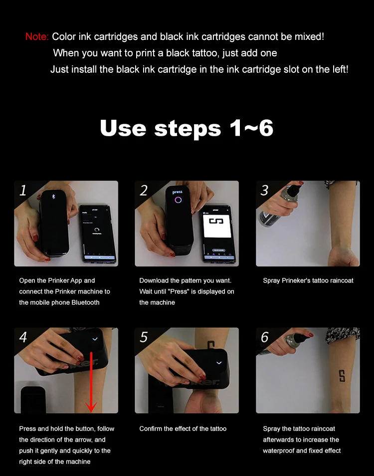 Prinker Tattoo Printer - Portable, Painless Temporary Tattoos