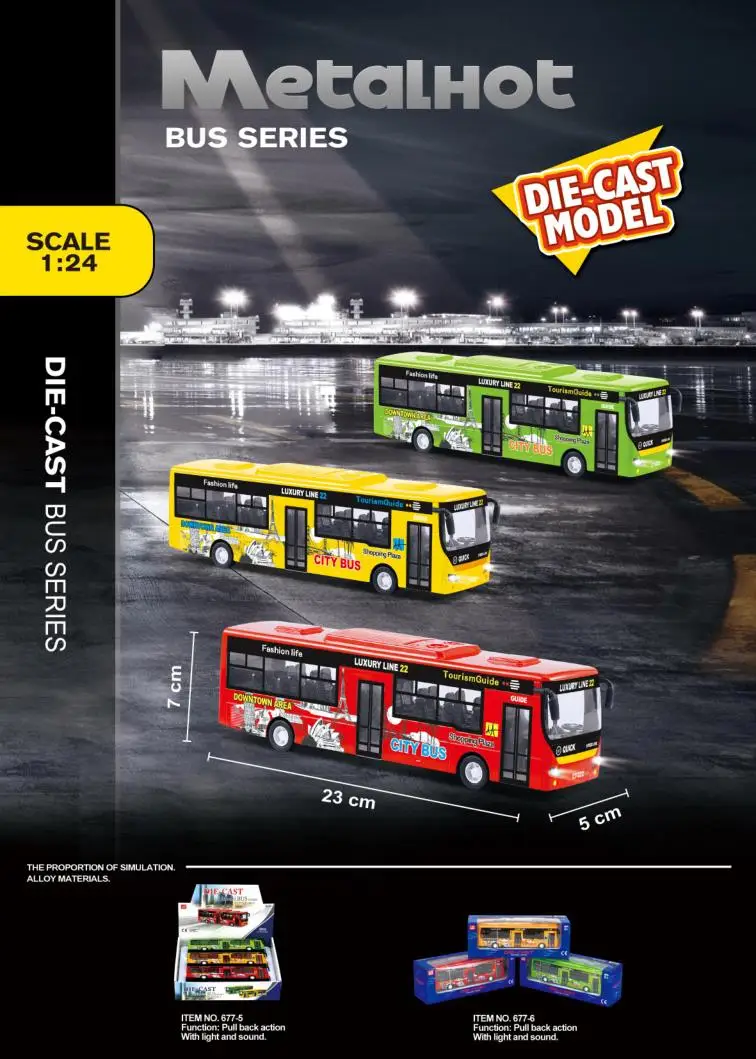 High Quality Big City Bus Models Pullback With Sound And Light Die-cast ...