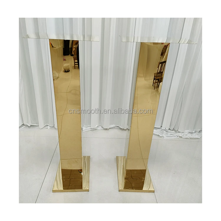 New Design Rectangle Gold Metal Flower Floral Vase Tall Gold Table ...