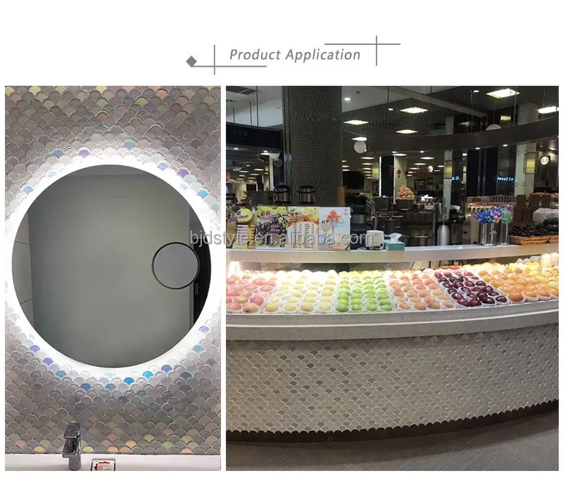 Iridescent Fish Scale Glass Mosaic Tiles for Interior