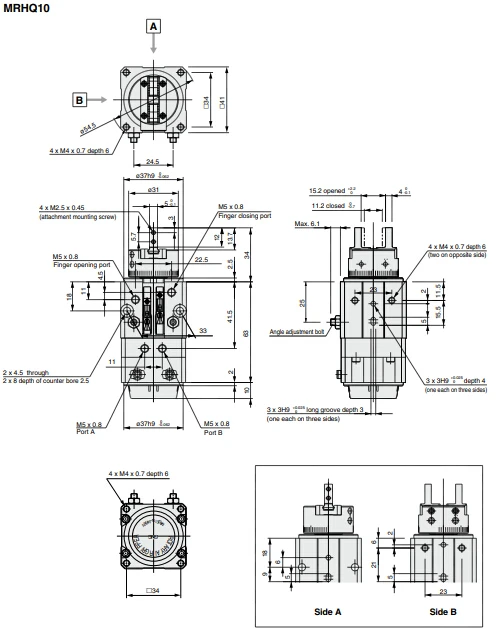 Rotary Gripper Mrhq Mrhq10d-90s-n Mrhq10d-180s-n Mrhq10s-90s-n Mrhq10s ...