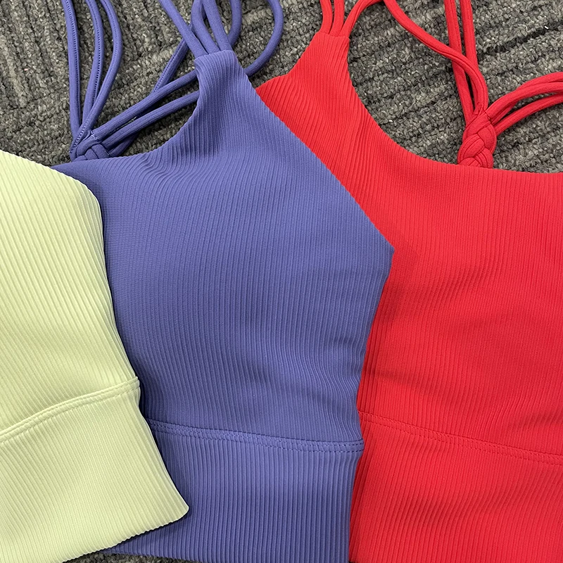 Unique Design Women Colorful Ribbed Fabric Sports Bra Custom Logo ...