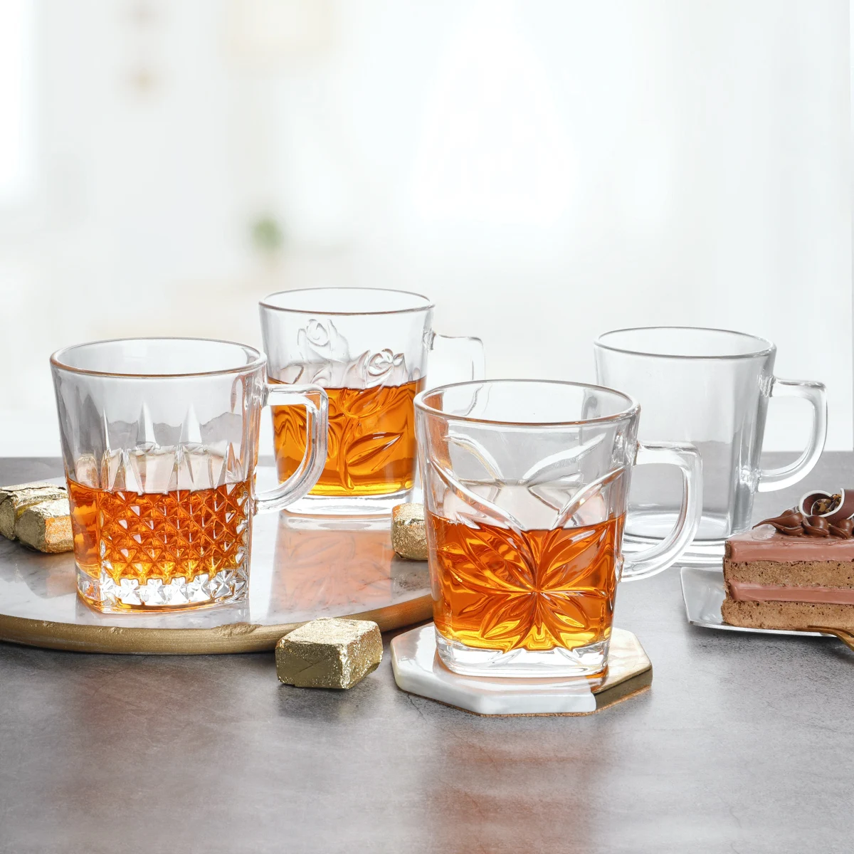 Arabic Jordan 90ml-100ml Small Glass Tea Cups 4 Designs Co-Moulded ...