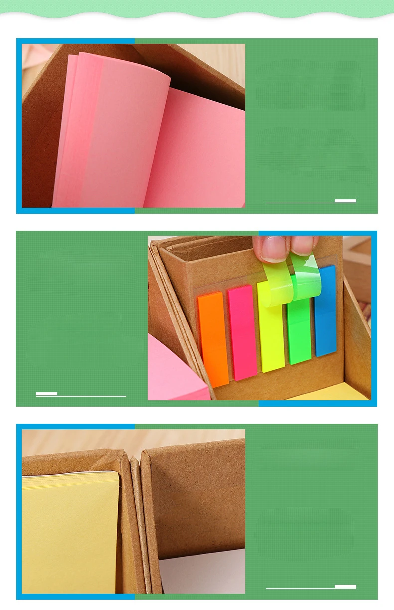 2024 Box Custom Kraft Paper Memo Note Pen Holder Stationery Memo Pads ...
