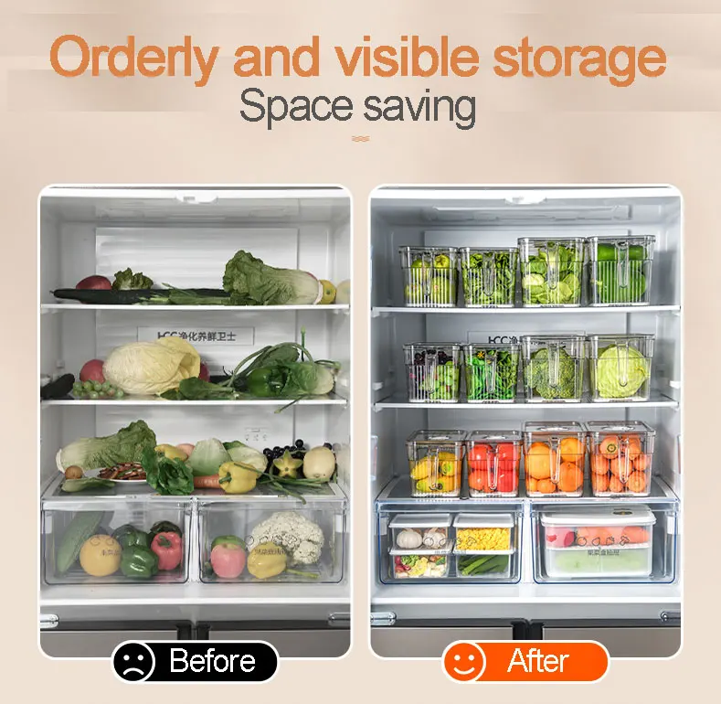 Kitchen Fresh Clear Plastic Storage Box Fridge Refrigerator Organizer ...
