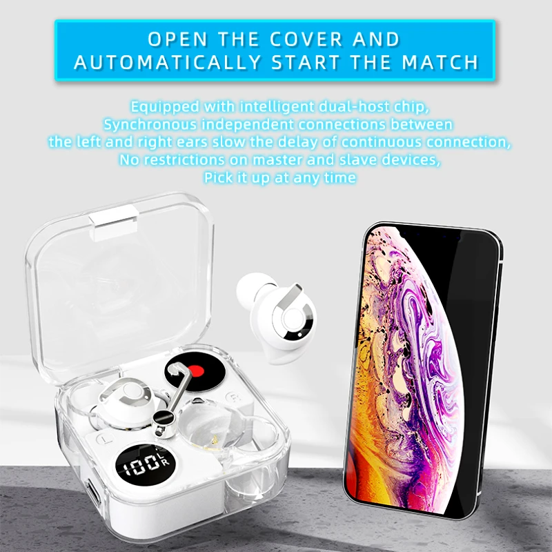 E89 Transparent Wireless TWS Headset - Digital Display