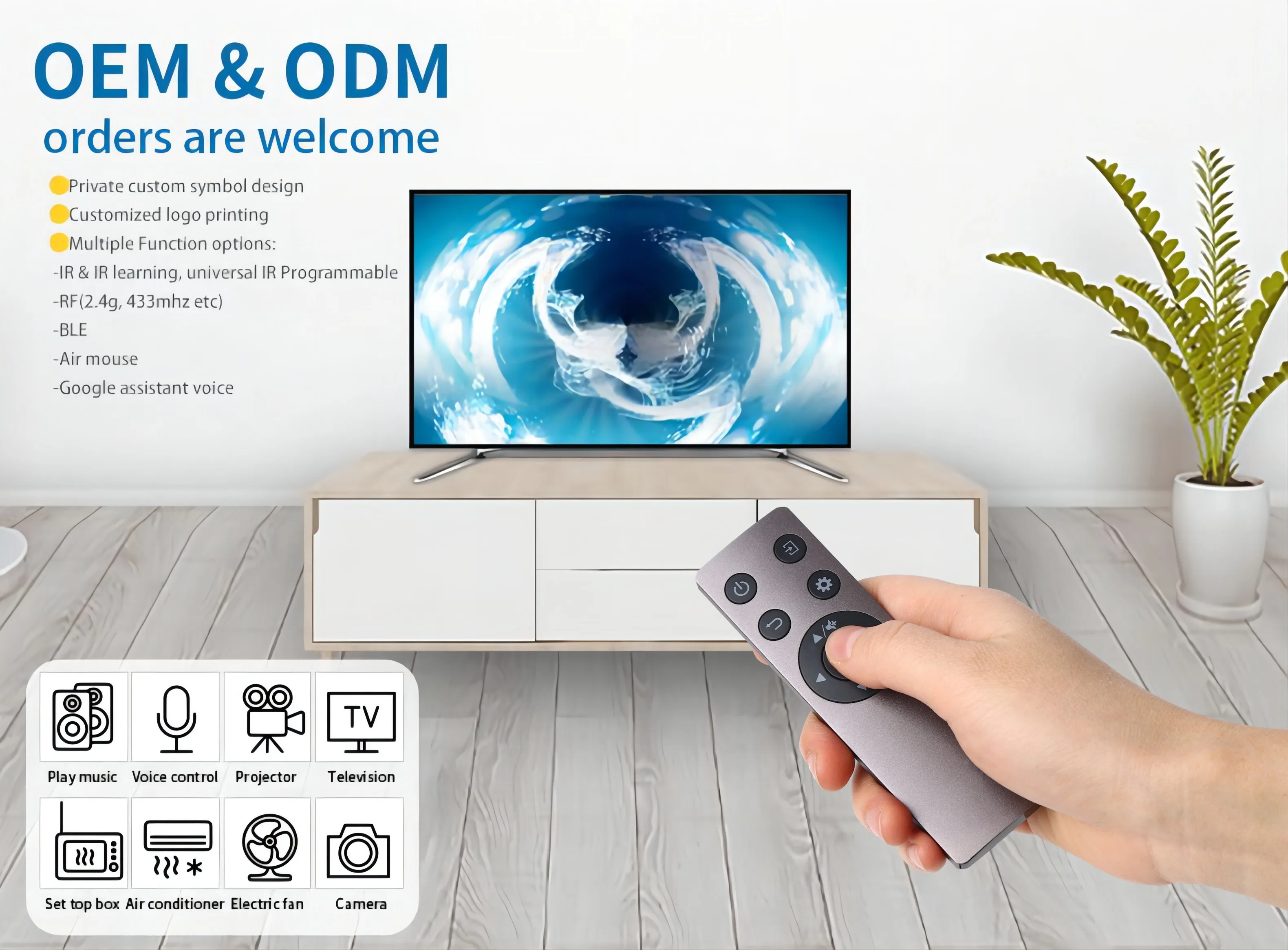 Aluminum Infrared Remote Control TV 2.4G for Audio/speaker
