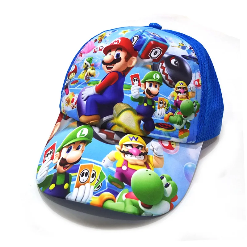 Al 2024 New Mario Children Sun Protection Hat Cartoon Mario Baseball ...