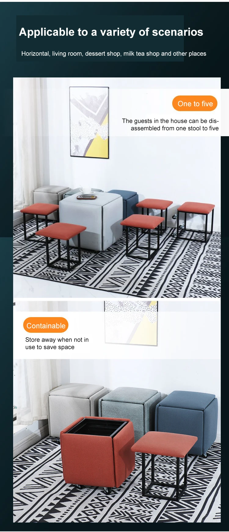 Wholesale Small Home Furniture Pu Leather Square Dressing Chair Rubik's ...