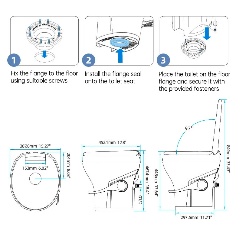 SEAFLO RV Toilet: One-Piece Portable Foot-Operated Toilet for Camping ...