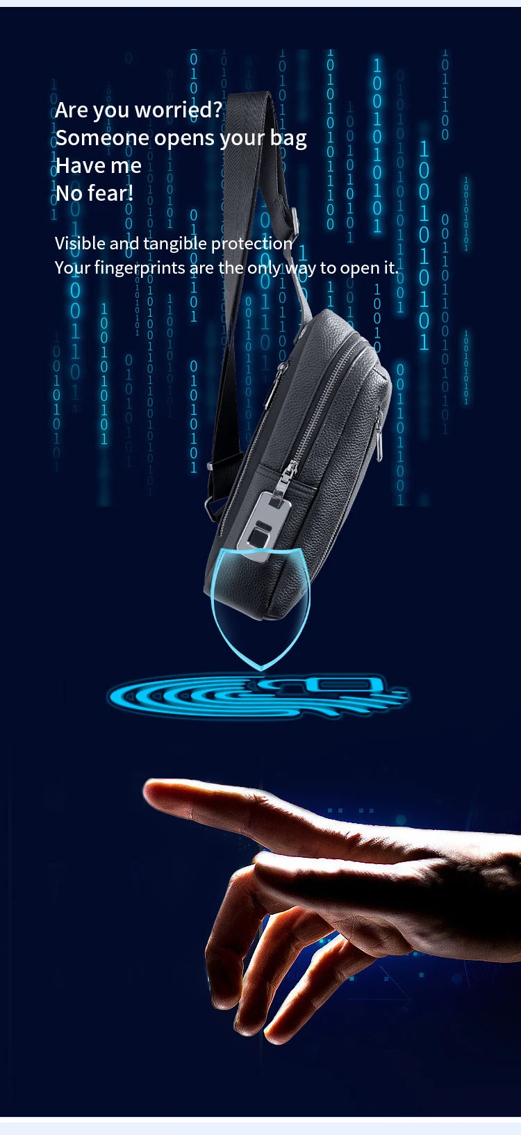 Hot Sale Men Shoulder Bag Fingerprint Lock Anti Theft Waterproof Chest ...