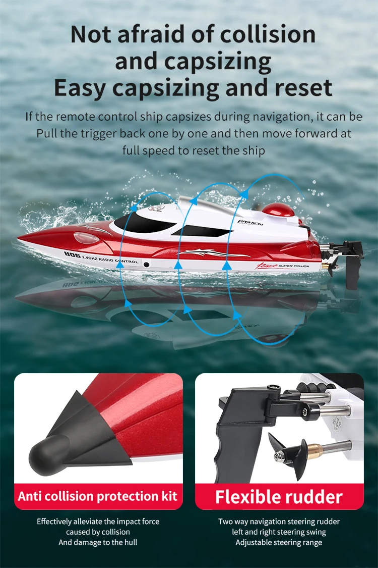 Children Flipped Omni-directional Rc Boat Toy 2.4g High Speed Boat Toy ...