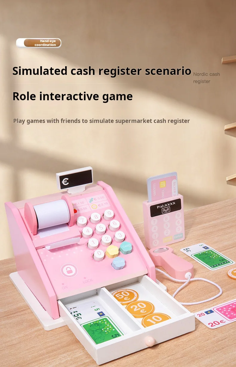 Wooden Simulation Supermarket Shopping Simulation Cash Register ...